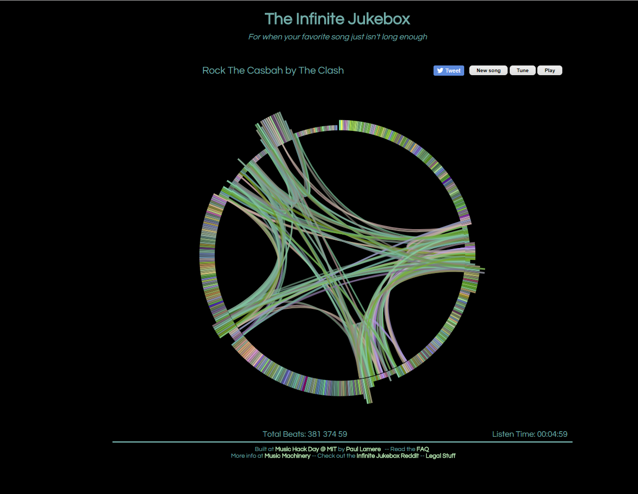 Your favourite song isn't nearly long enough for you. The Infinite Jukebox will fix that for you ...