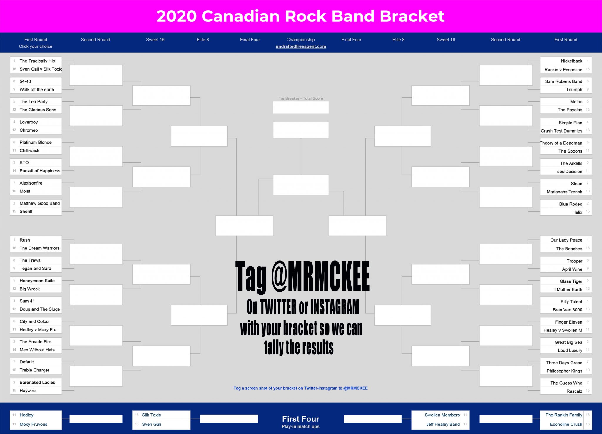 No sports, no problem. Try the Canadian Rock Band Bracket Challenge ...