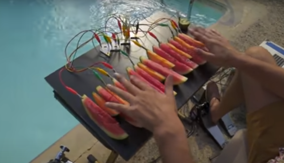 Because it's Tuesday, you need to see a guy play an electric watermelon ...