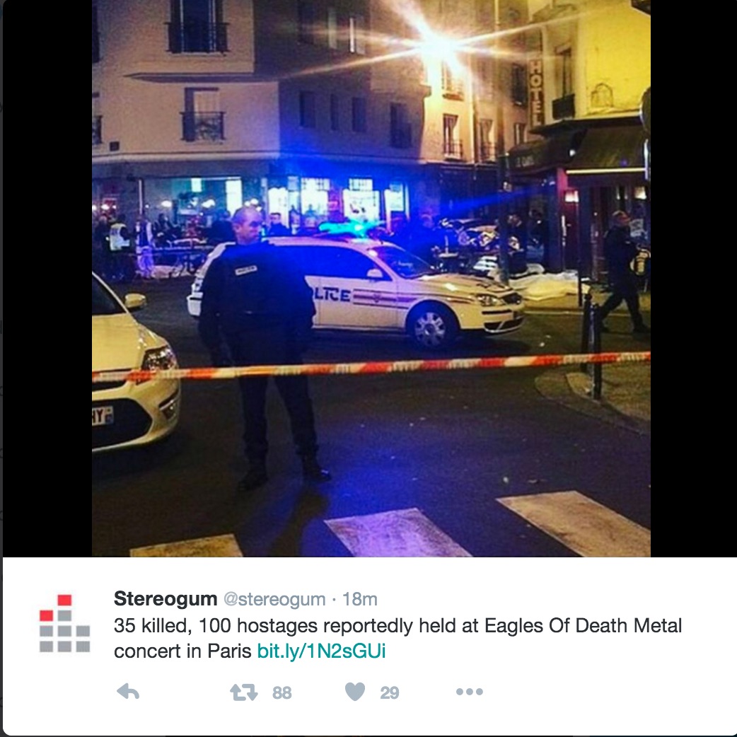 EAGLES OF DEATH METAL CAUGHT IN PARIS TERRORIST ATTACK | Alan Cross