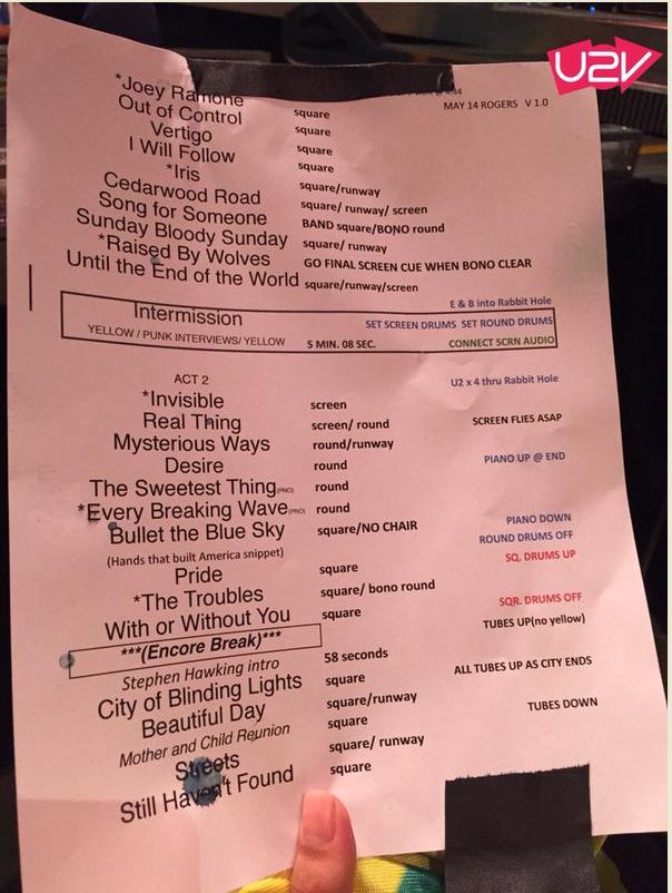 Here's the Set List for the First Show on U2's Innocence + Experience ...